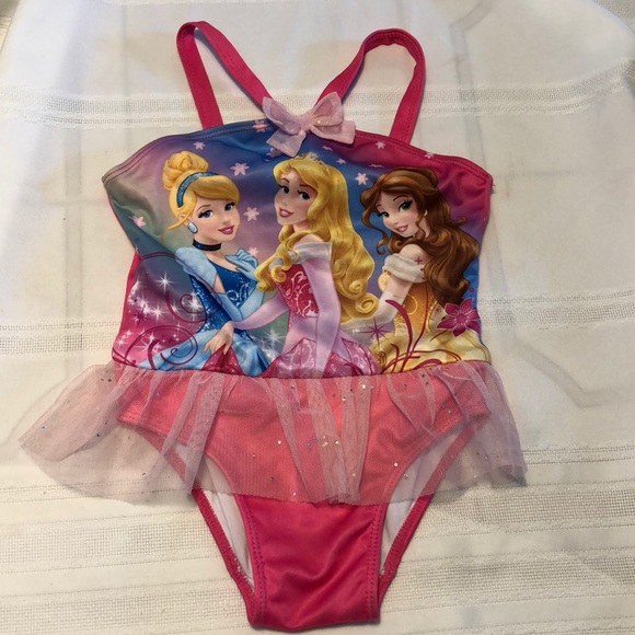 Disney | Swim | Disney 3t Princesses Bathing Suit Piece Pink Euc | Poshmark
